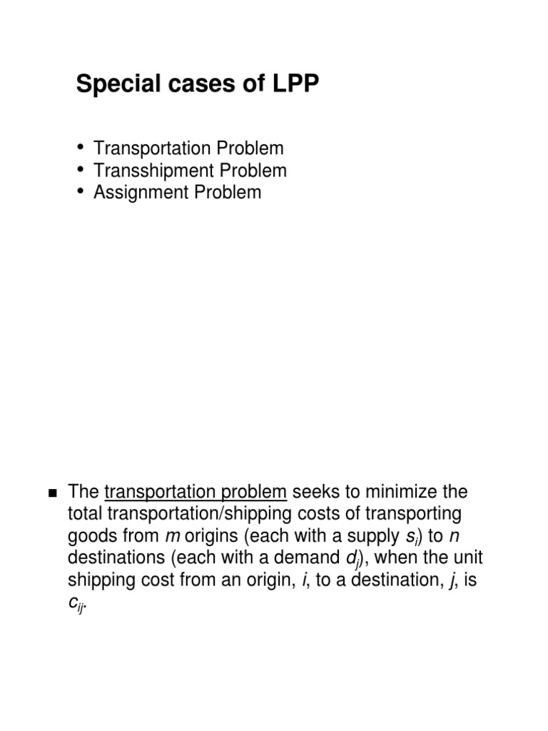 Special Cases of LPP: Chapter 6, Part A: Distribution and Network Models | PDF | Systems ...