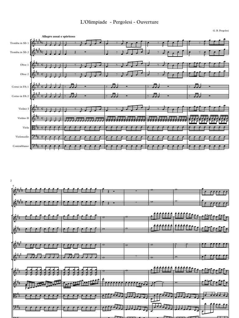 L'Olimpiade - Pergolesi - Ouverture | PDF | Divertissement (Général)