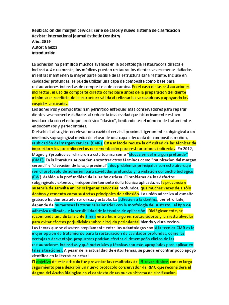Club 7 Reubicación Del Margen Cervical Jaidy M | PDF | Compuesto Dental ...