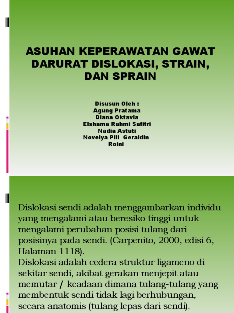 Askep KGD Dislokasi, Strain | PDF | Kesehatan Holistik | Sejarah