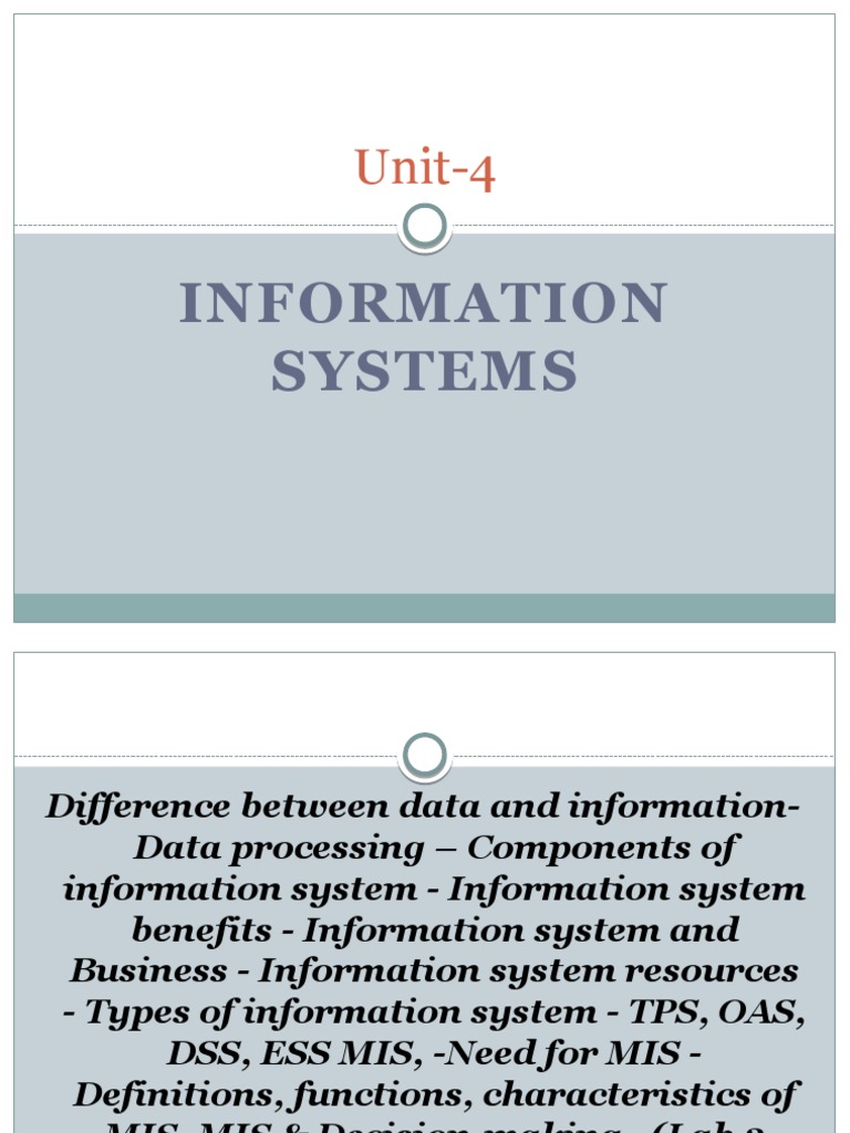 Unit-4: Information Systems | PDF | Computer Network | Information System