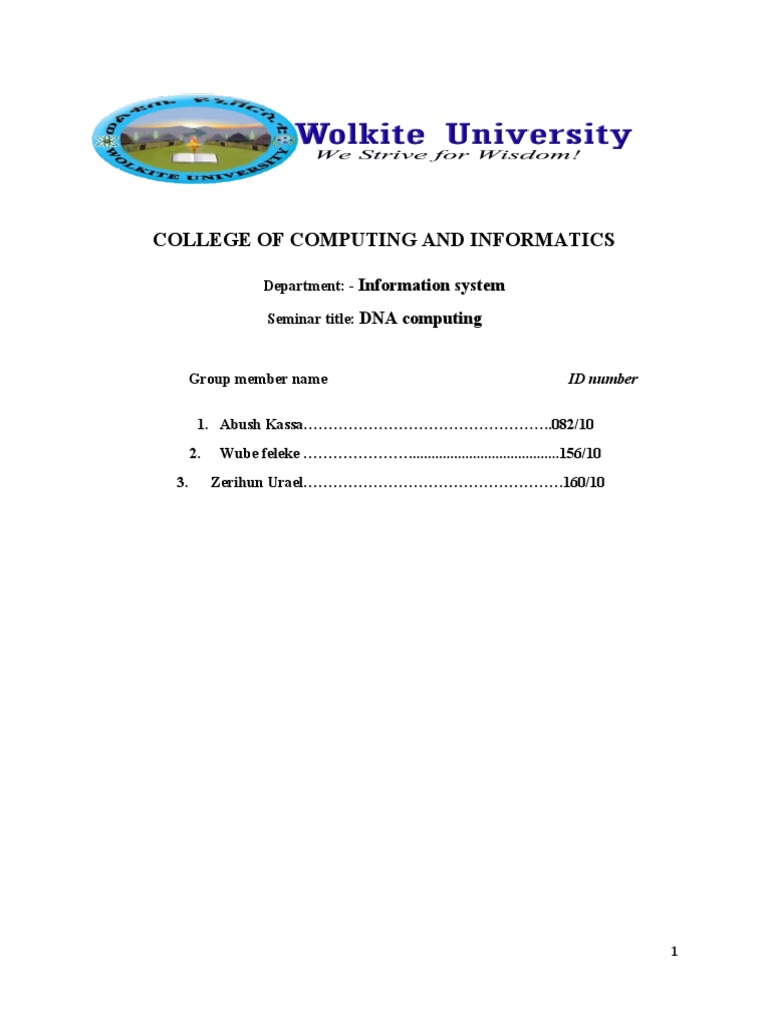 DNA Computing Seminar on Applications and History | PDF | Theoretical ...