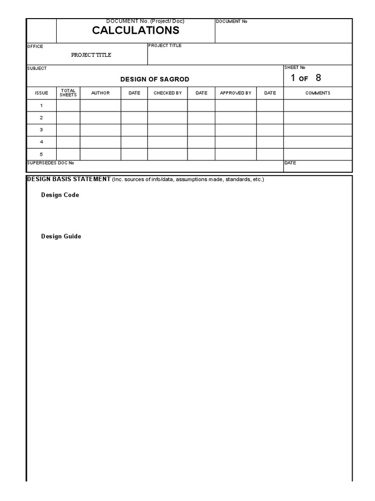 Calculations: Design of Sagrod OF | PDF