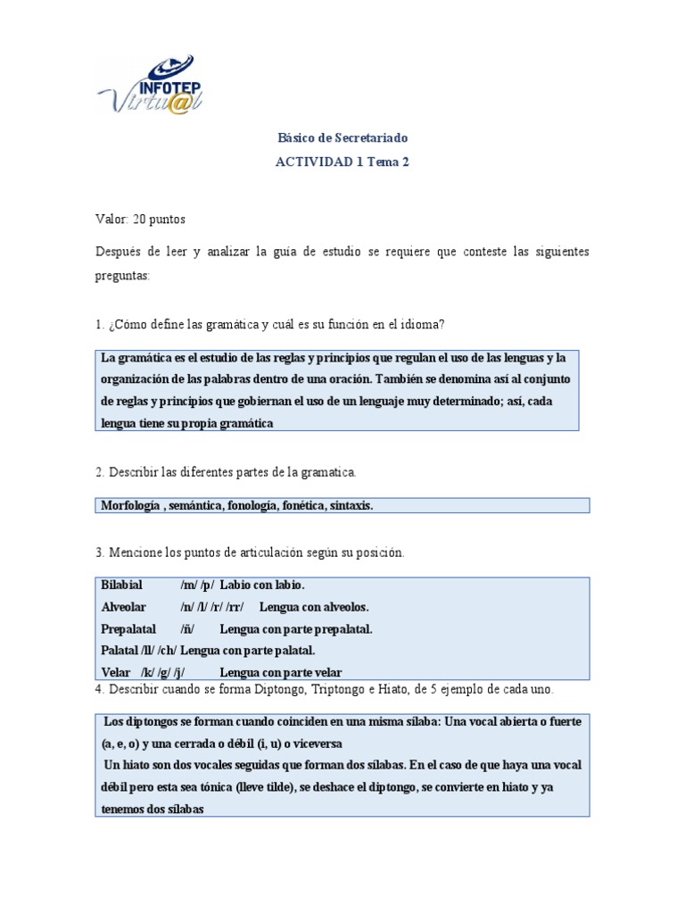 Actividad 1 MODULO 2 | PDF | Vocal | Sílaba