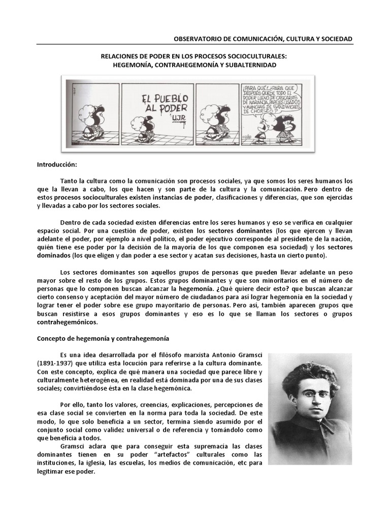 Hegemonía y Contrahegemonia | PDF | Hegemonía | Antonio Gramsci