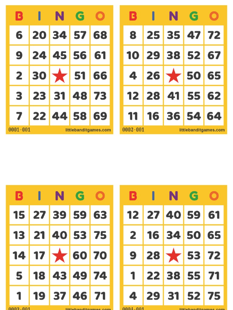 Cartones de Bingo. | PDF