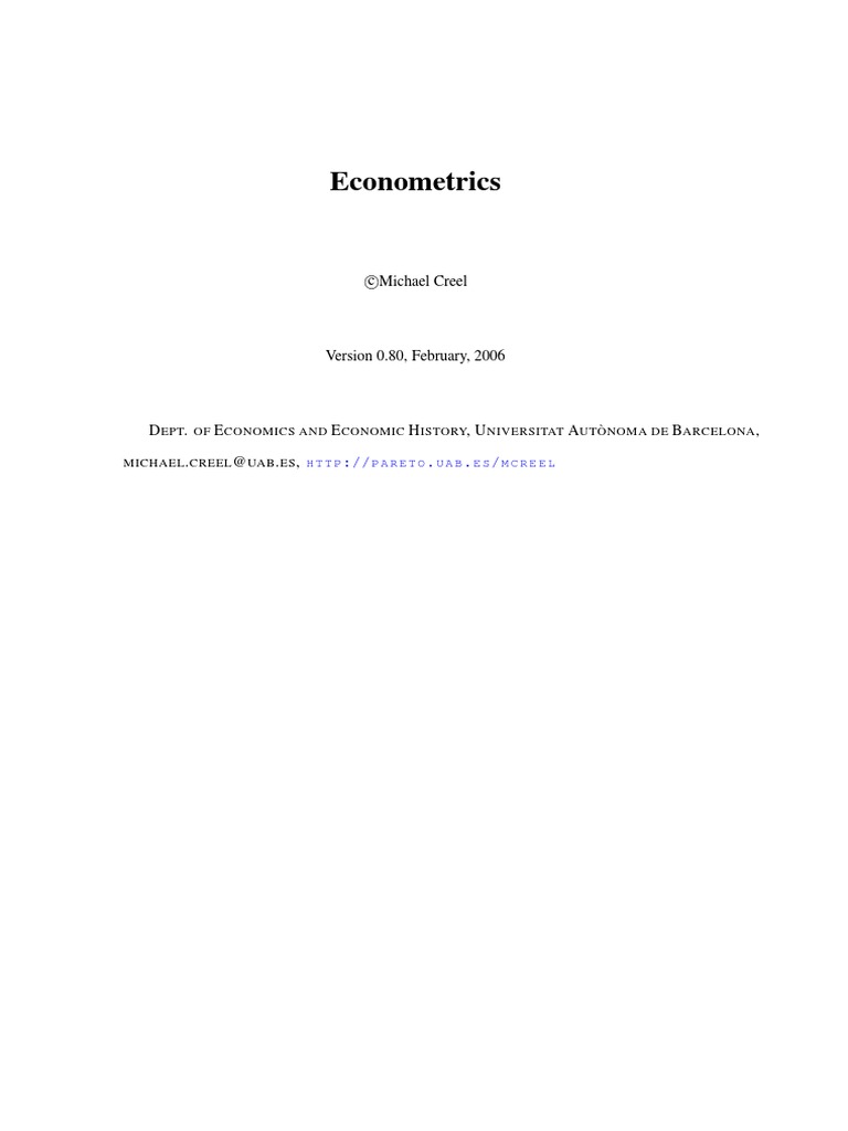 Michael Creel - Econometrics | PDF | Ordinary Least Squares ...