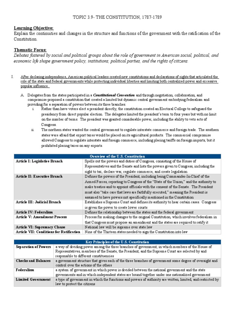 5 Topic 3.9 - The Constitution 1787-1789 | PDF | Federal Government Of ...