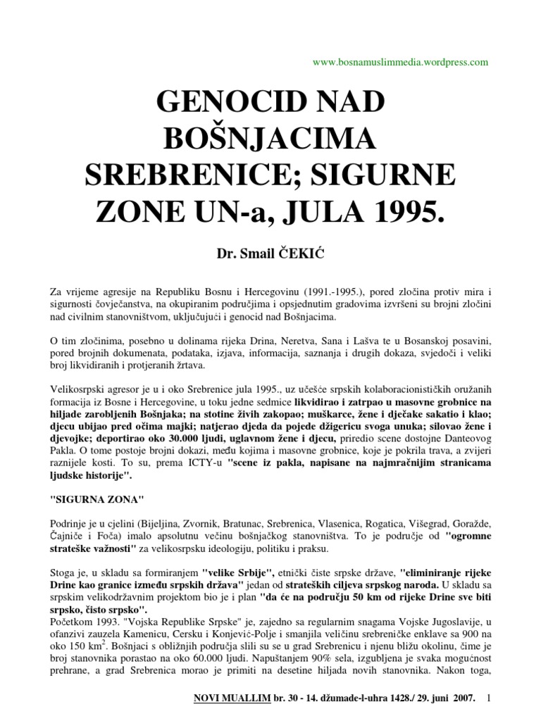 Smail Cekic - Genocid Nad Bosnjacima Srebrenice | PDF