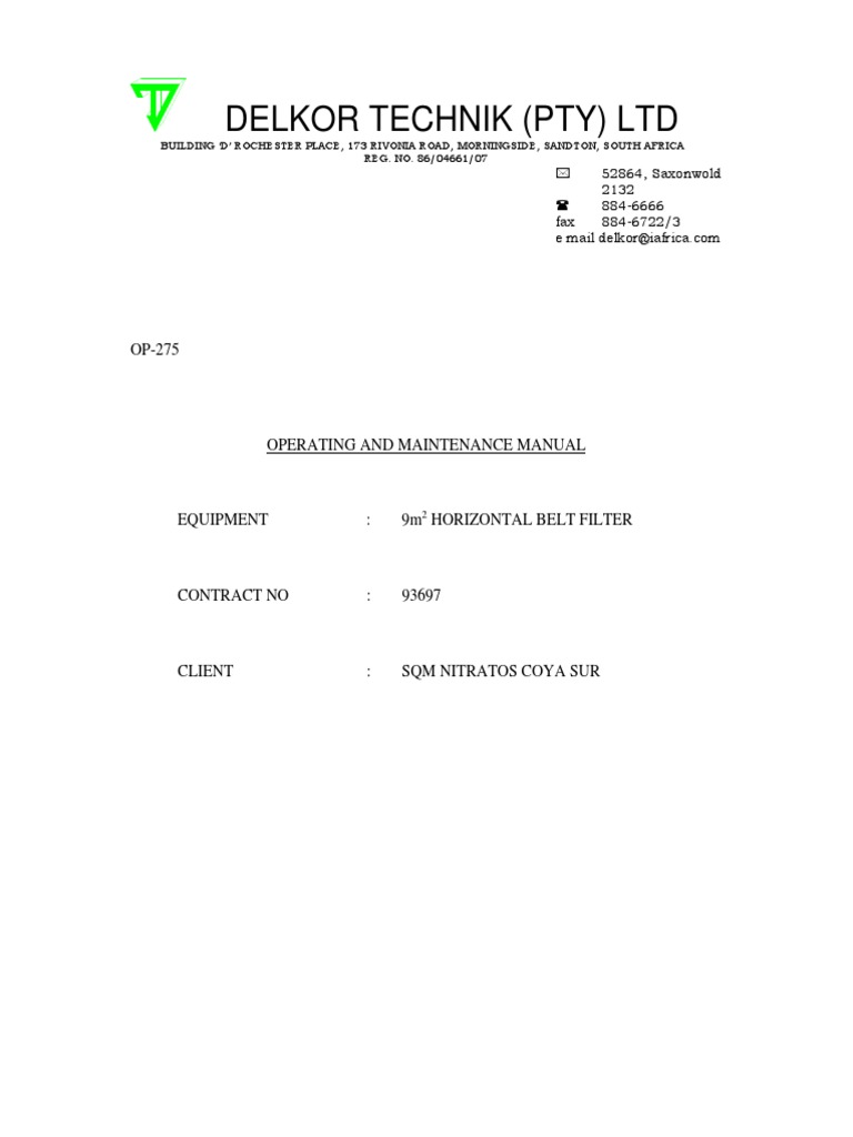 Manual Delkor 04097 - SQM Coya Sur (HBF 9m ) | PDF | Belt (Mechanical ...