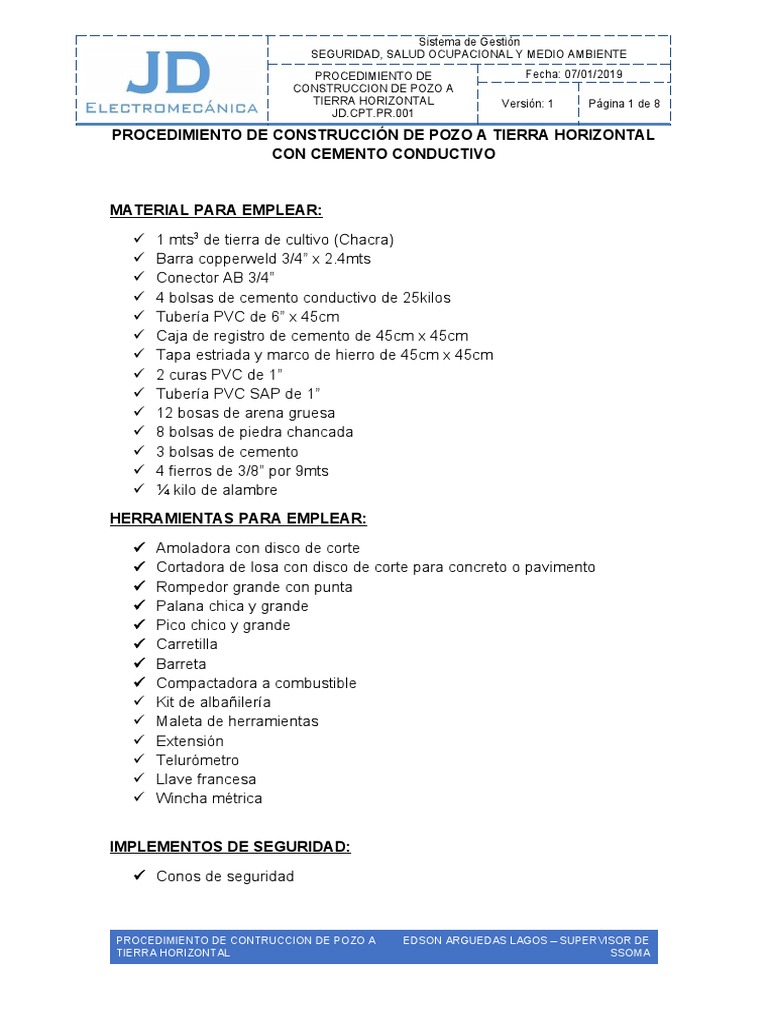 3.1. Construccion de Pozo A Tierra Horizontal | PDF | Materiales de construcción | Ingeniería de ...