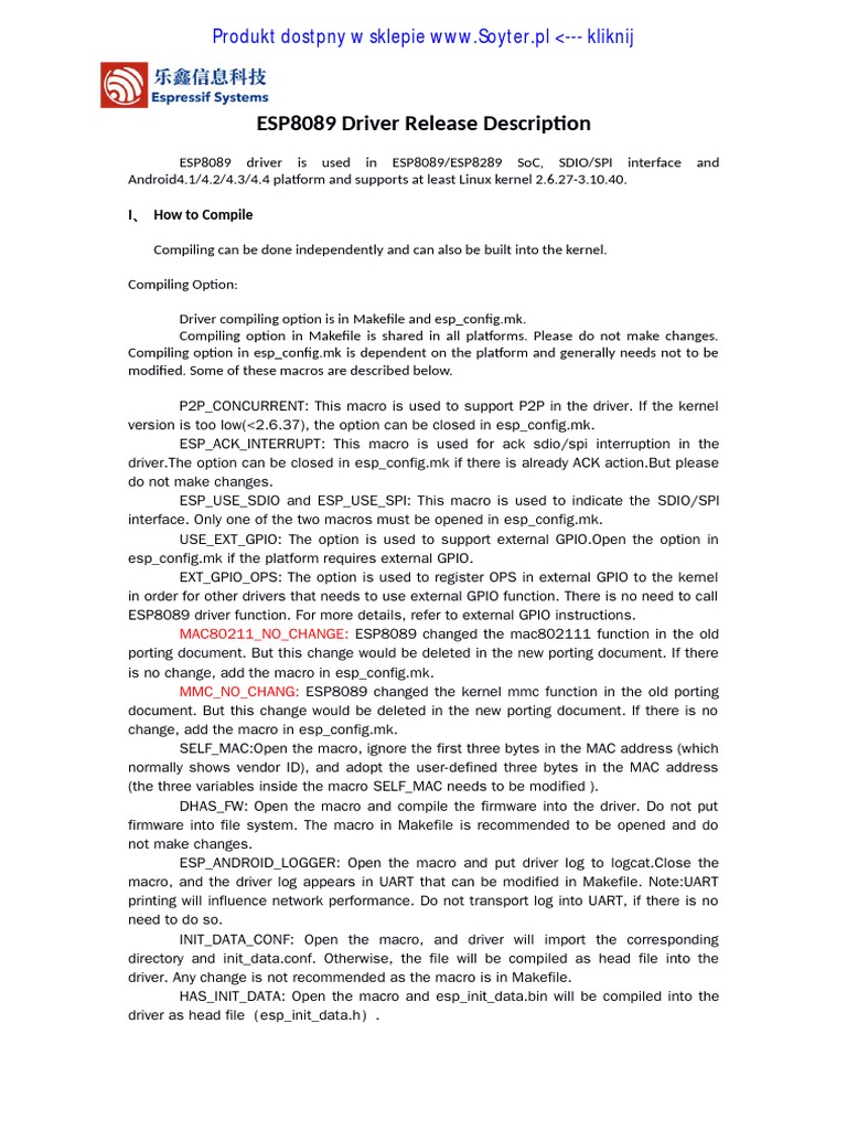 ESP8089 Driver Release Guide | PDF | Flash Memory | Wi Fi