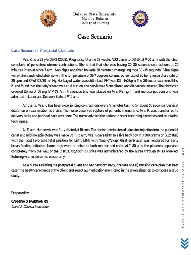 Case Scenario 1 | PDF | Childbirth | Human Reproduction