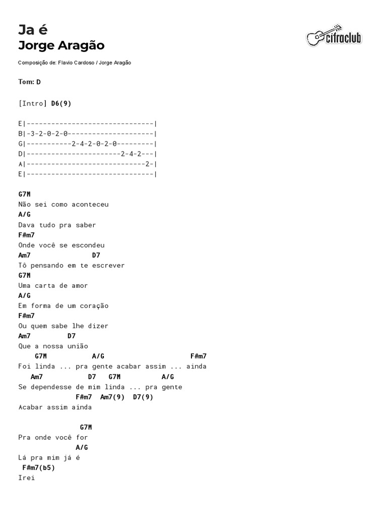 Cifra Club - Jorge Aragão - Ja É | PDF | Entretenimento (geral)