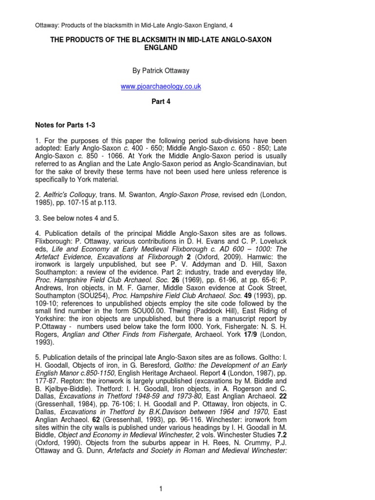 Products of The Blacksmith in Mid-Late Anglo-Saxon England, Part 4 ...