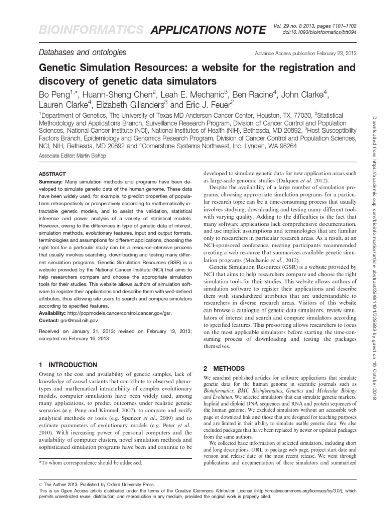 Genetic Simulation Resources | PDF | Bioinformatics | Simulation