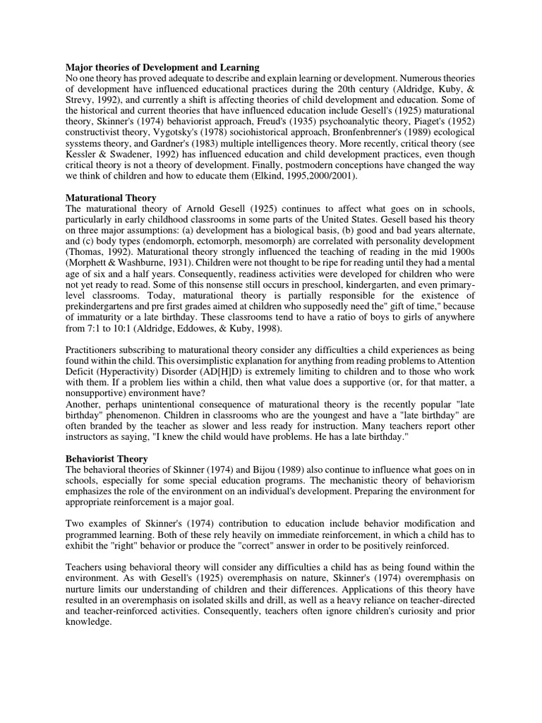 Major Theories of Learning and Development | PDF | Constructivism ...