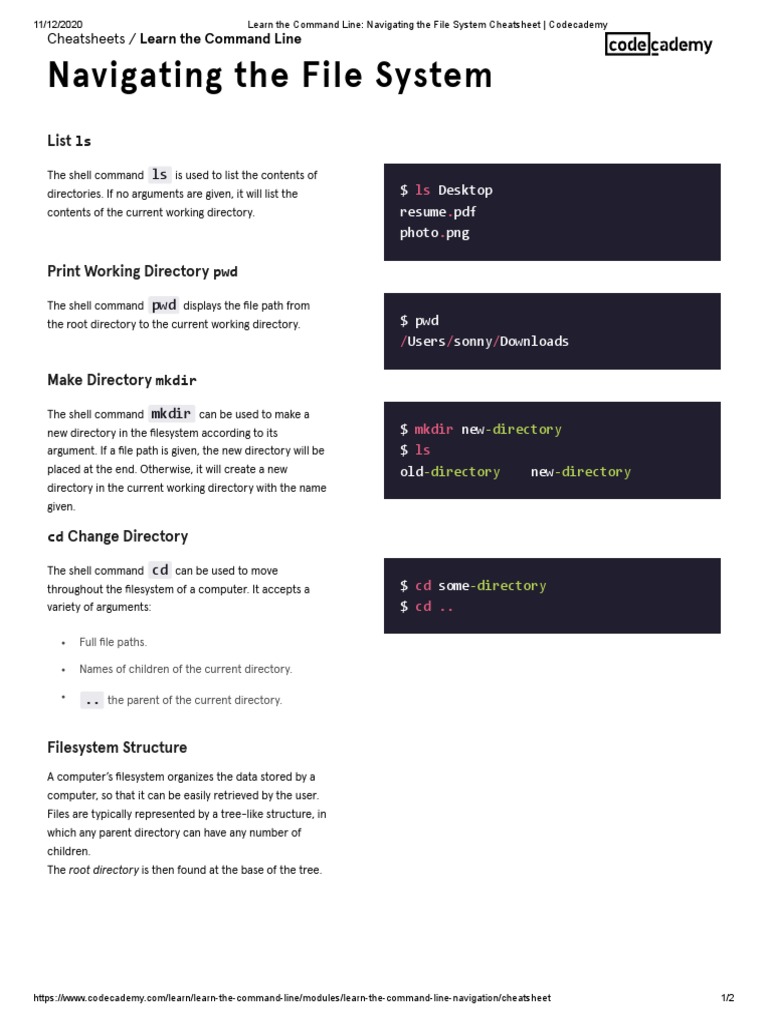 Navigating The File System: List Ls | PDF | Command Line Interface | Directory (Computing)