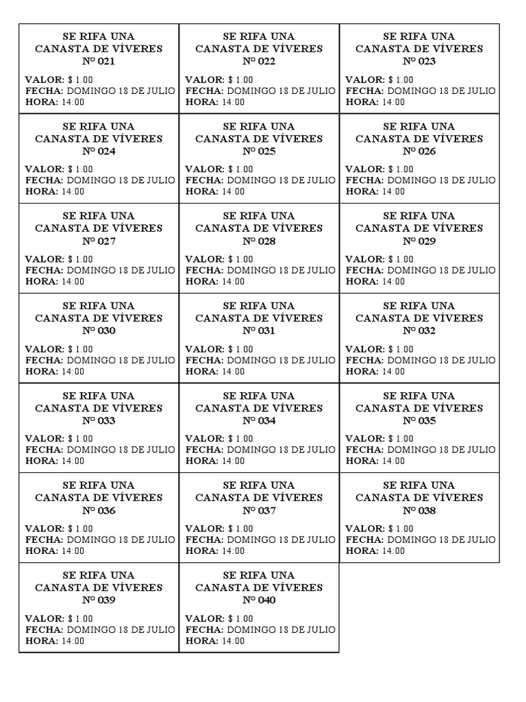 Boletos De Rifa De 100 Numeros Para Imprimir En Excel, 41% OFF