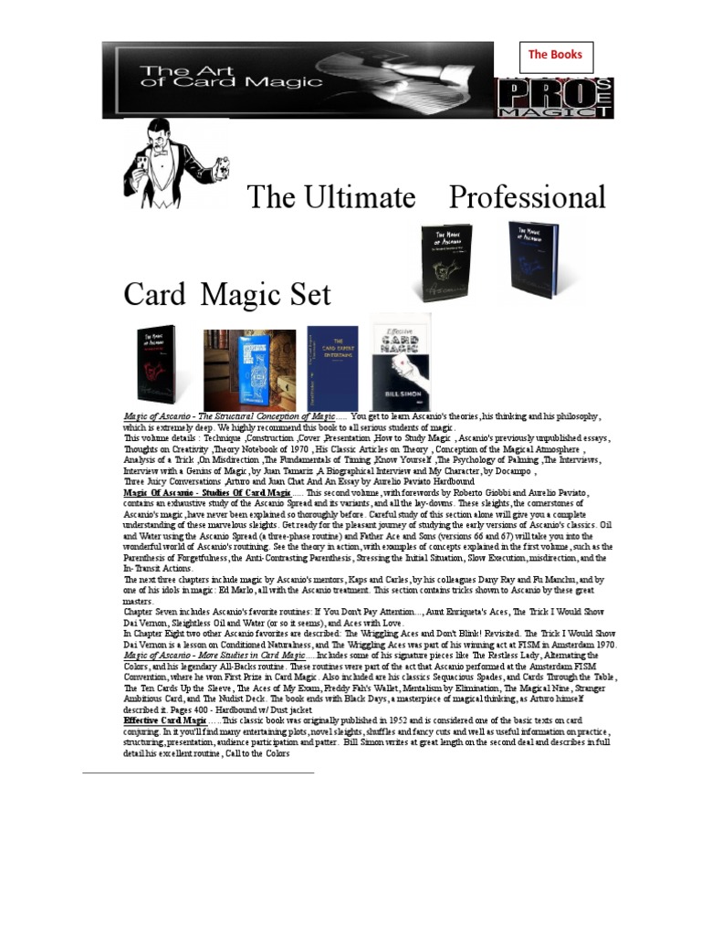 The Art of Card Magic Box #1 Books Finished USE | PDF | Magic (Illusion ...