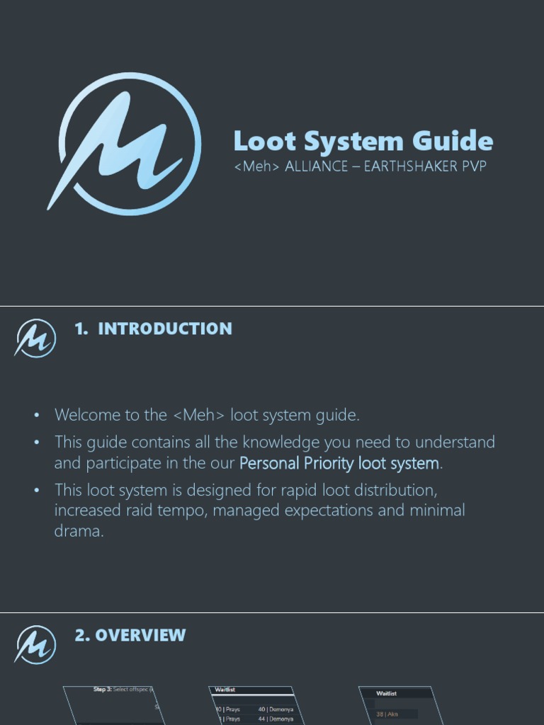 Loot System Guide: Alliance - Earthshaker PVP | PDF | Spreadsheet ...