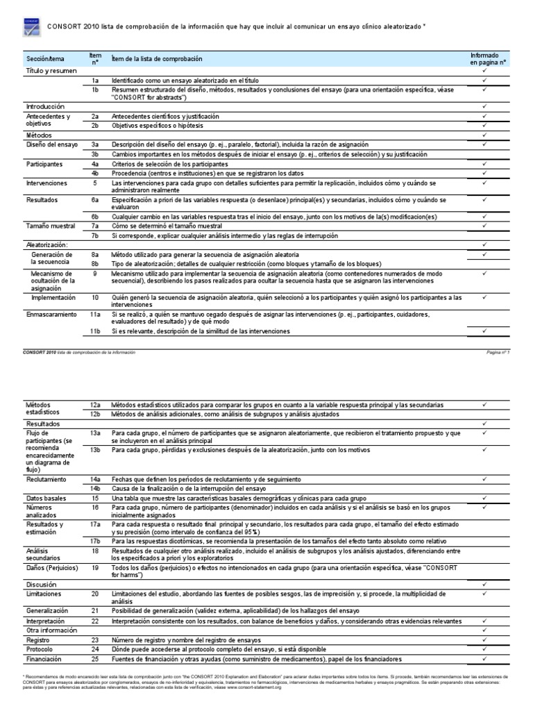 CONSORT | PDF | Ensayos | Tamaño del efecto