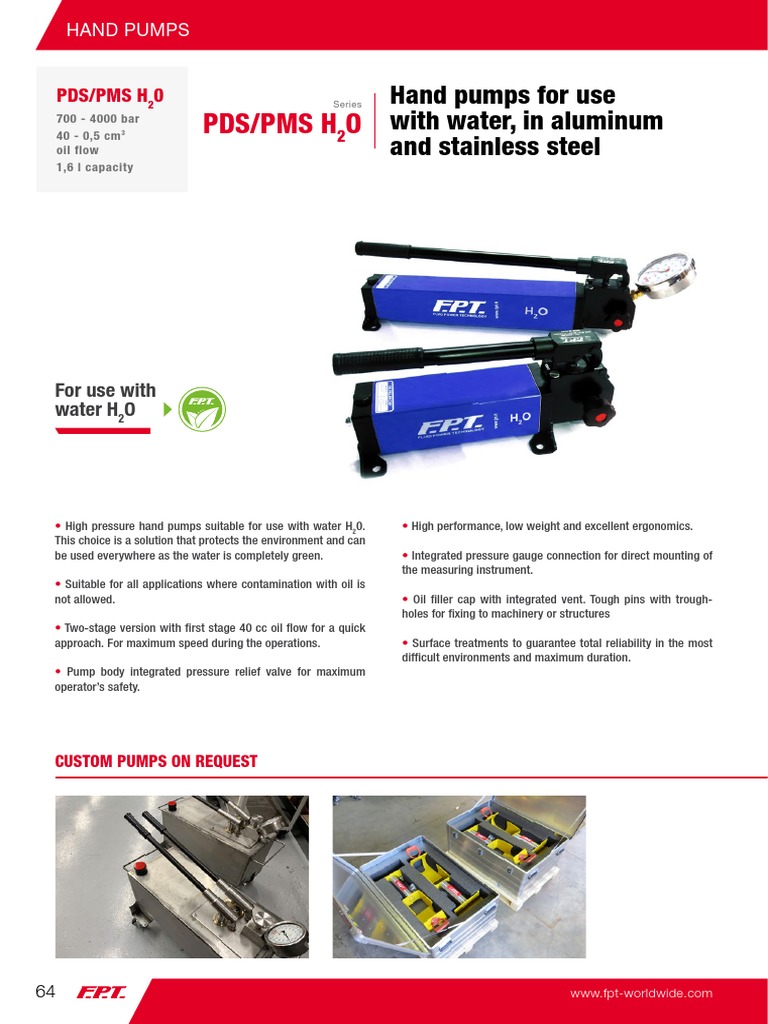 Series Pds Pms H2o FPT Eng | PDF | Pump | Valve