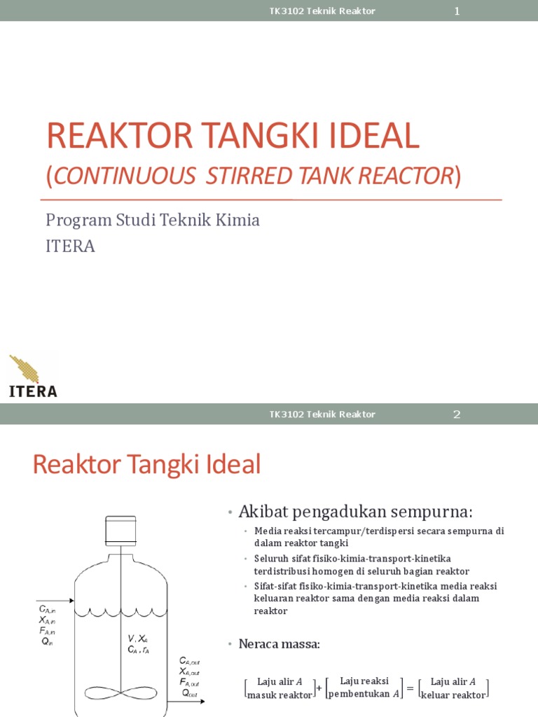 02 Reaktor Tangki Ideal | PDF | Sains & Matematika | Metode & Bahan Ajar