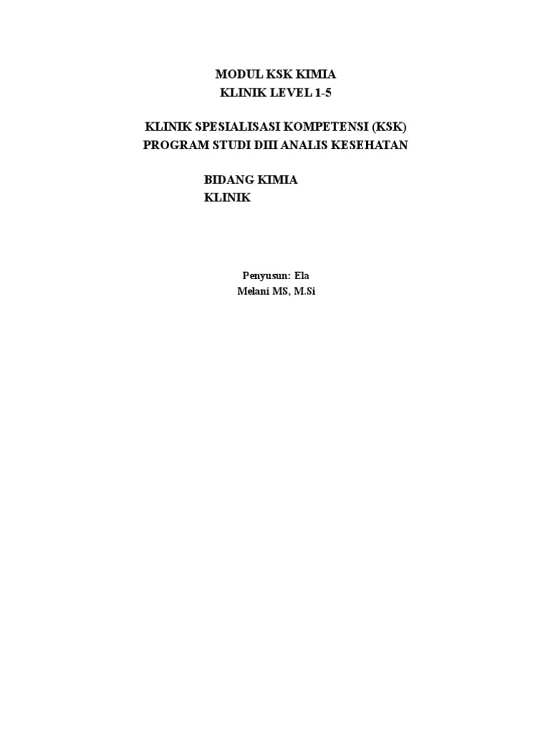Modul KSK Kimia Klinik-Pertemuan 3 | PDF