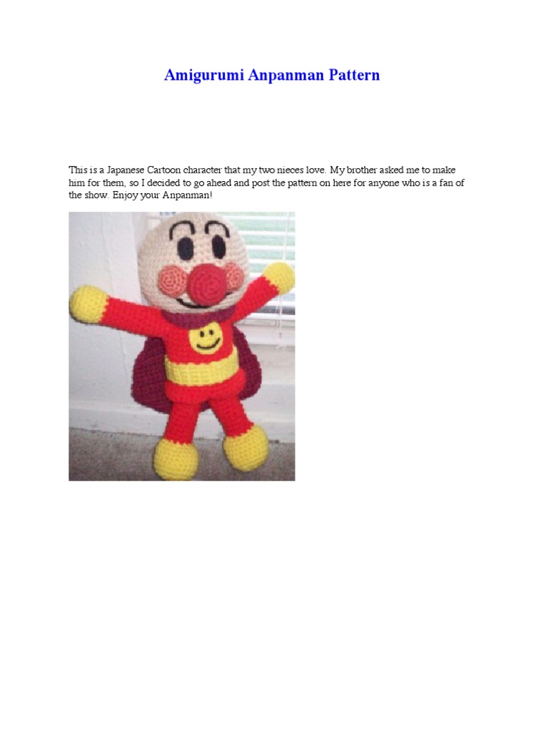 Amigurumi Anpanman Pattern | PDF | Crochet | Fashion