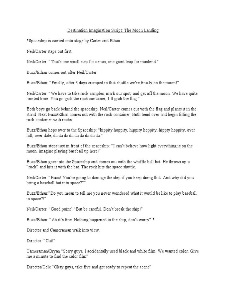 Destination Imagination Script | PDF