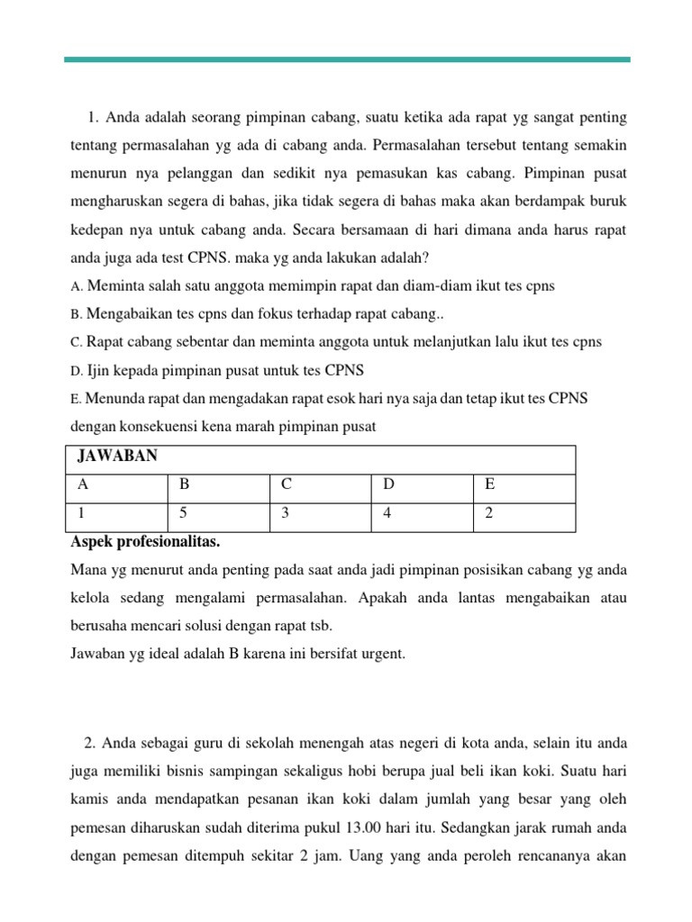 Contoh Soal TKP Hots-1 Update | PDF