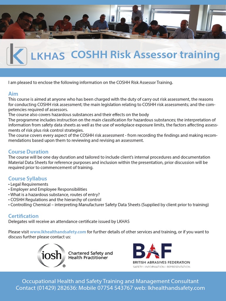 COSHH Risk Assessor Training | PDF
