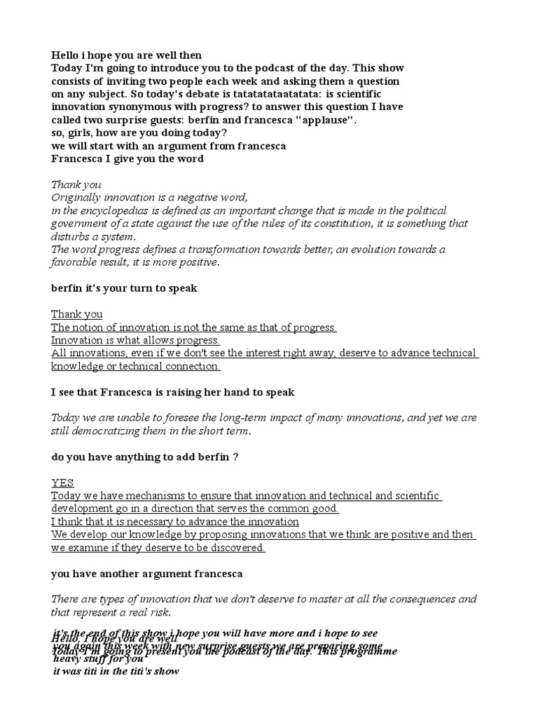 Tache Final Anglais Duclos Podcast | PDF | Innovation | Science