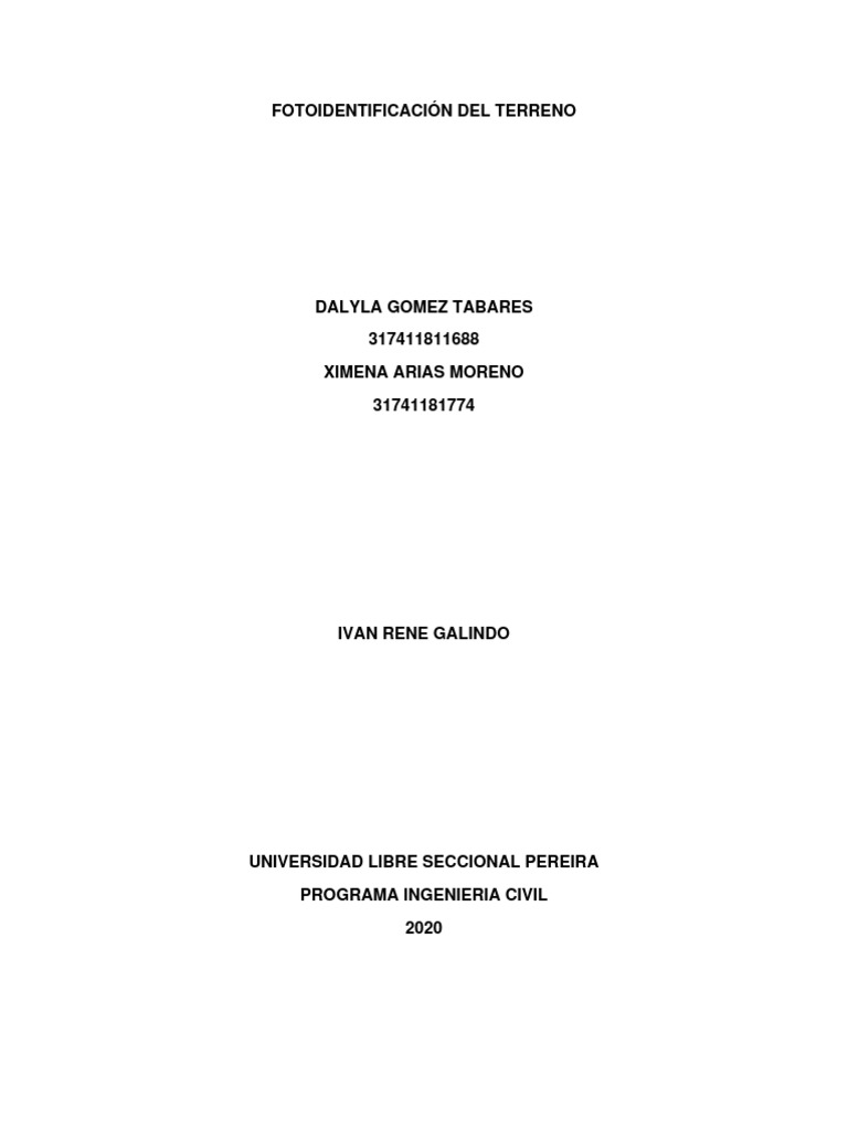 Informe Foto Identificacion | PDF | Topografía | Imagen