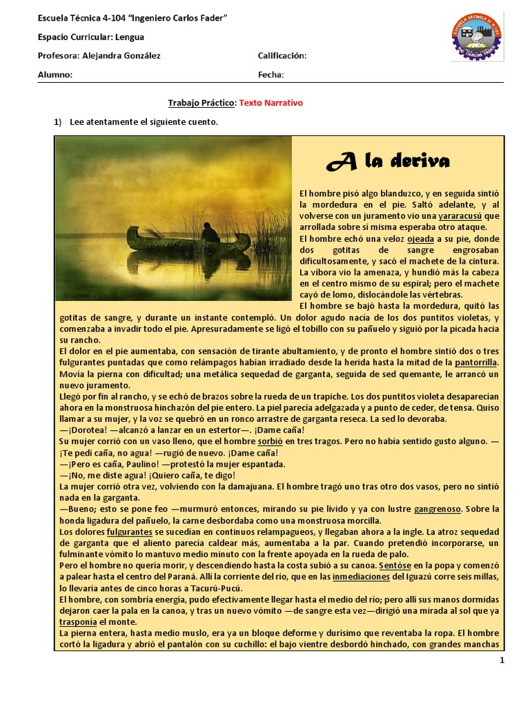 Trabajo Práctico - A La Deriva de Horacio Quiroga | PDF | Naturaleza