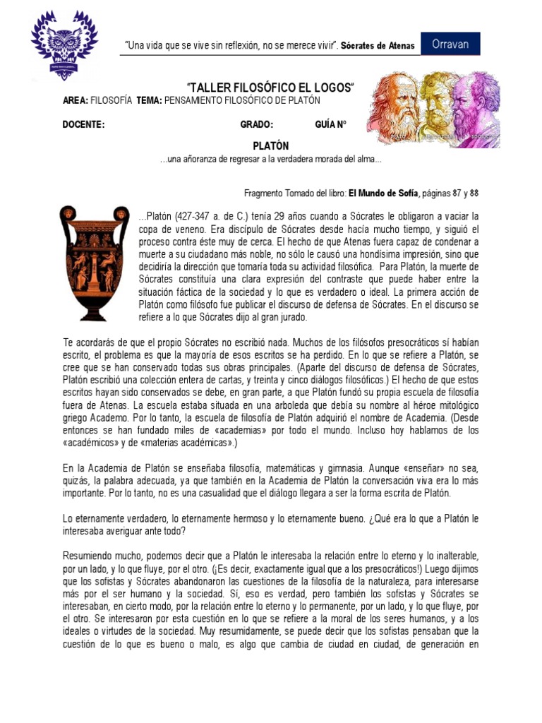 El Pensamiento de Platon | PDF | Platón | Sócrates