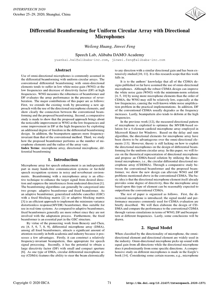 Differential Beamforming For Uniform Circular Array With Directional ...