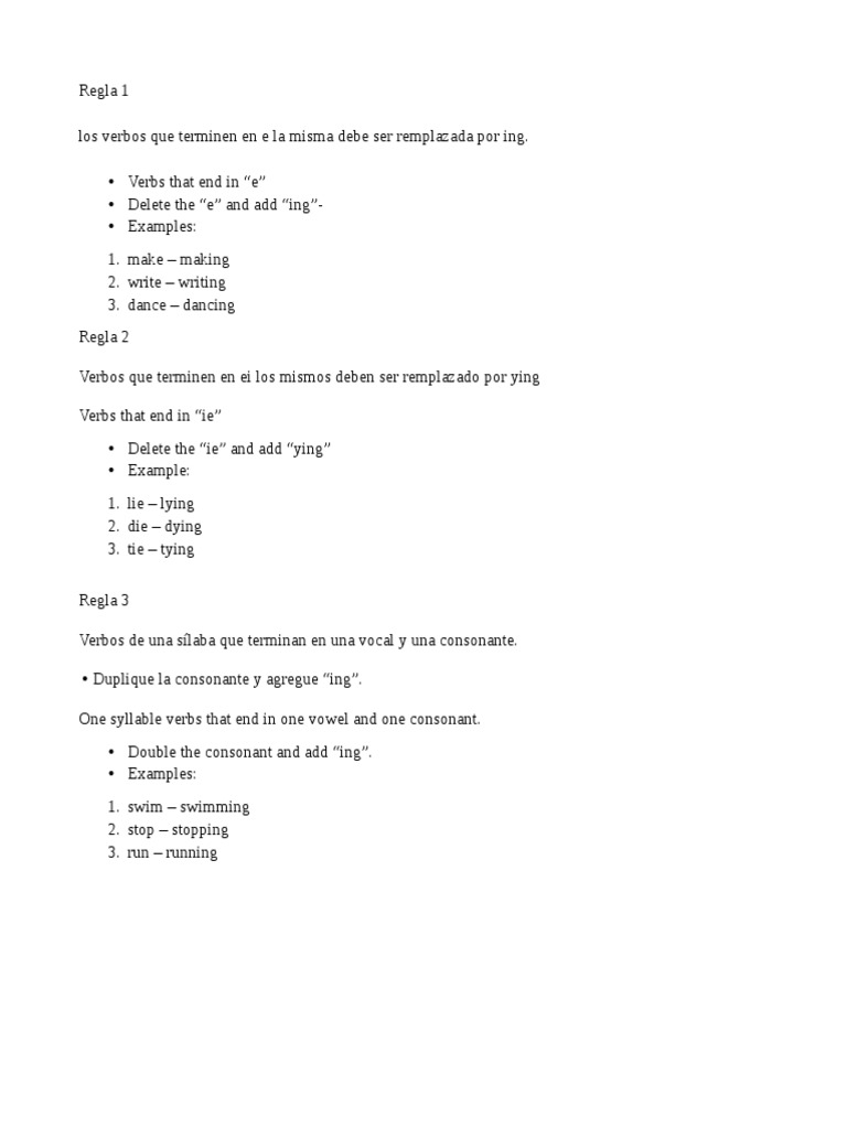 Gerundio, Reglas Ing | PDF