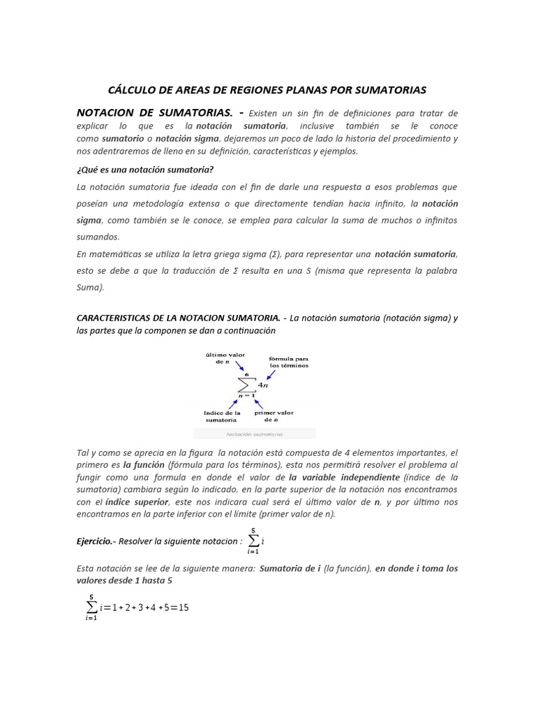 Cálculo de Áreas por Sumatorias | PDF | Suma | Integral
