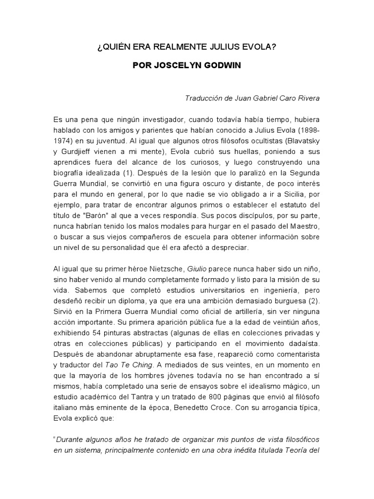 Joscelyn Godwin, Quién Era Realmente Julius Evola | PDF | Alquimia ...