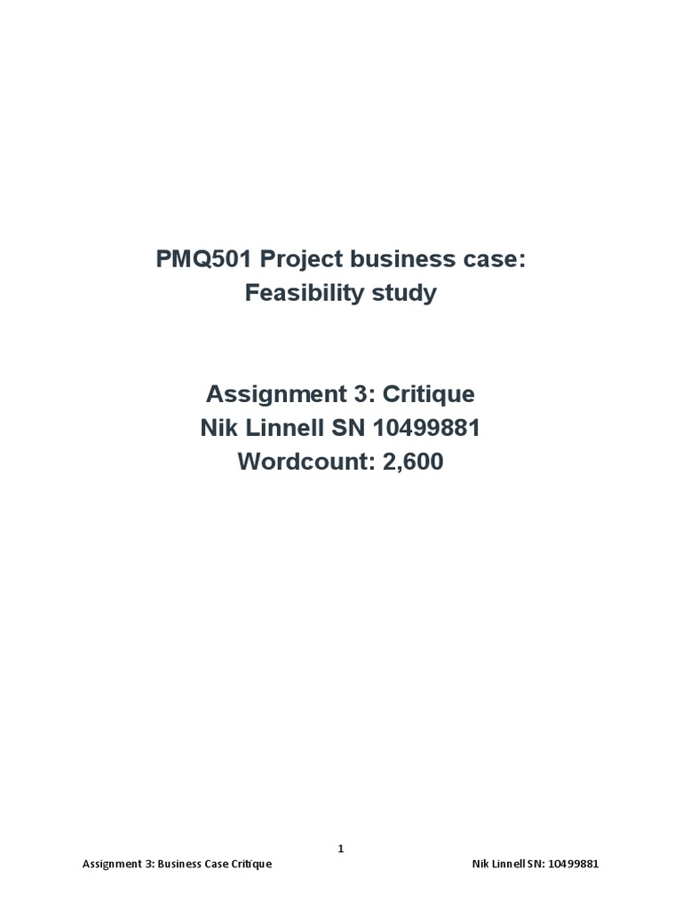 PMQ501 Project Business Case: Feasibility Study | PDF | Project ...