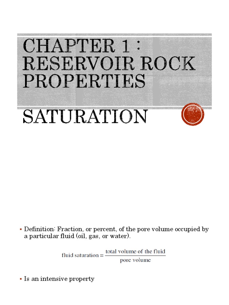 Reservoir Fluid Saturation Analysis Pdf Porosity Petroleum Reservoir