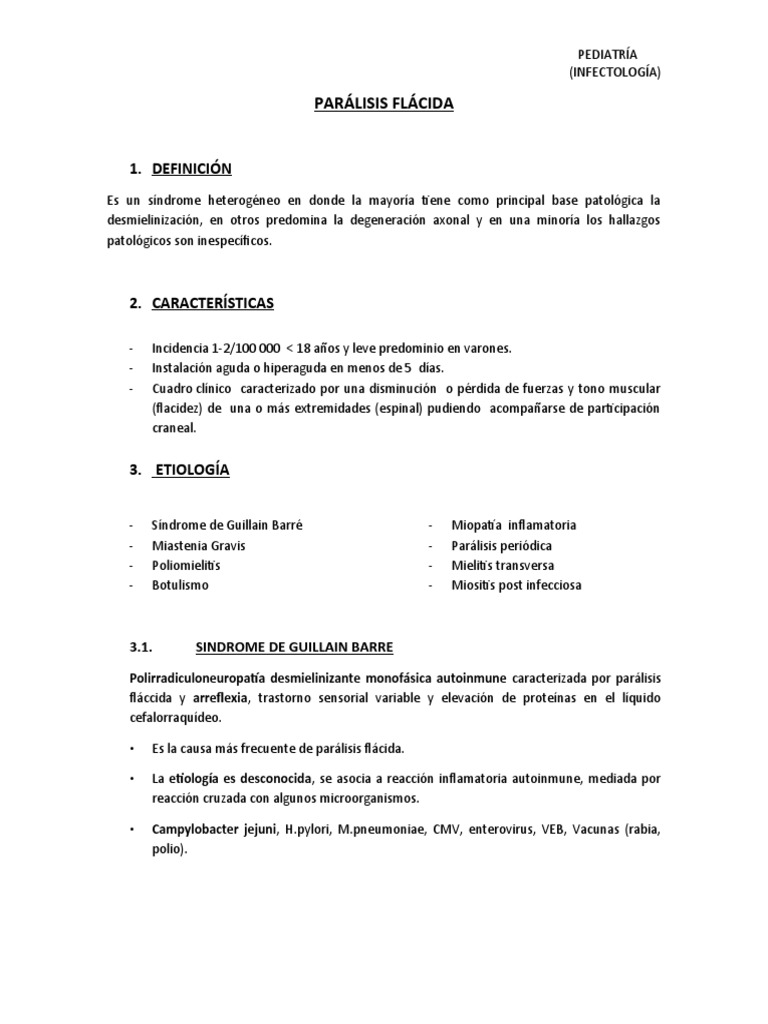 Parálisis Flácida | PDF | Unión neuromuscular | Especialidades Medicas