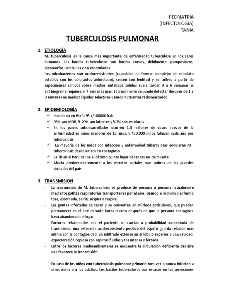 Tuberculosis Pulmonar | PDF | Tuberculosis | Enfermedades y trastornos