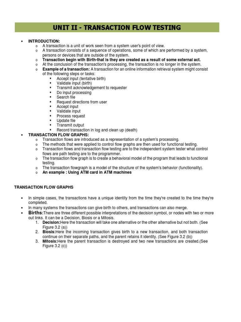 CHAPTER - 4 Transaction Flow Testing | PDF | Database Transaction | System