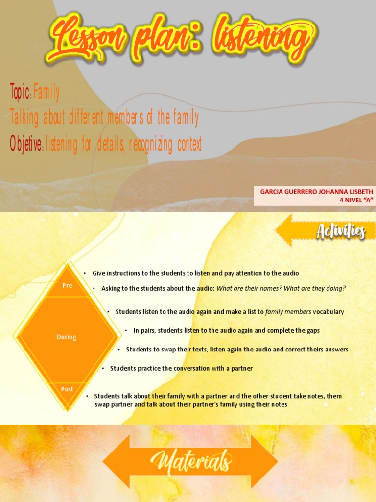 Family Members Listening Activities | PDF