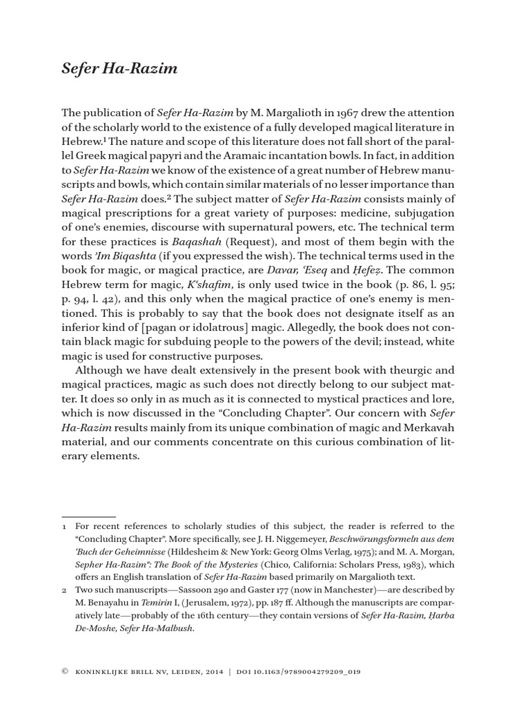 Sefer Ha-Razim: Sefer Ha-Razim Does.2 The Subject Matter of Sefer Ha ...