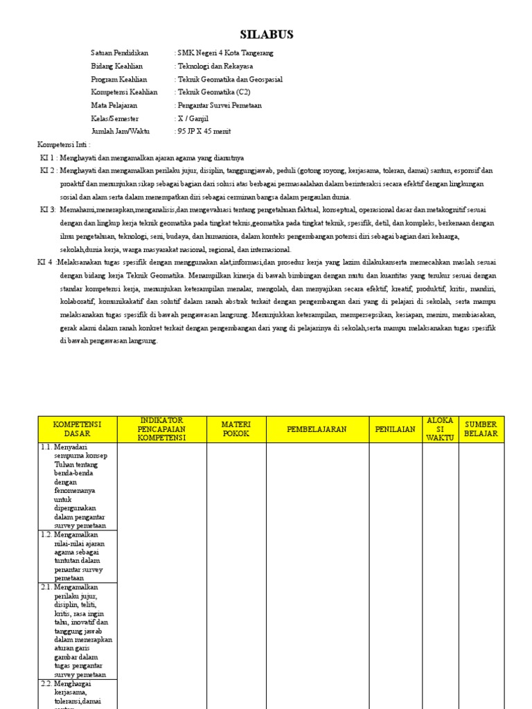 Silabus C2 Pengantar Survei Pemetaan K13 - Ganjil | PDF | Komputer