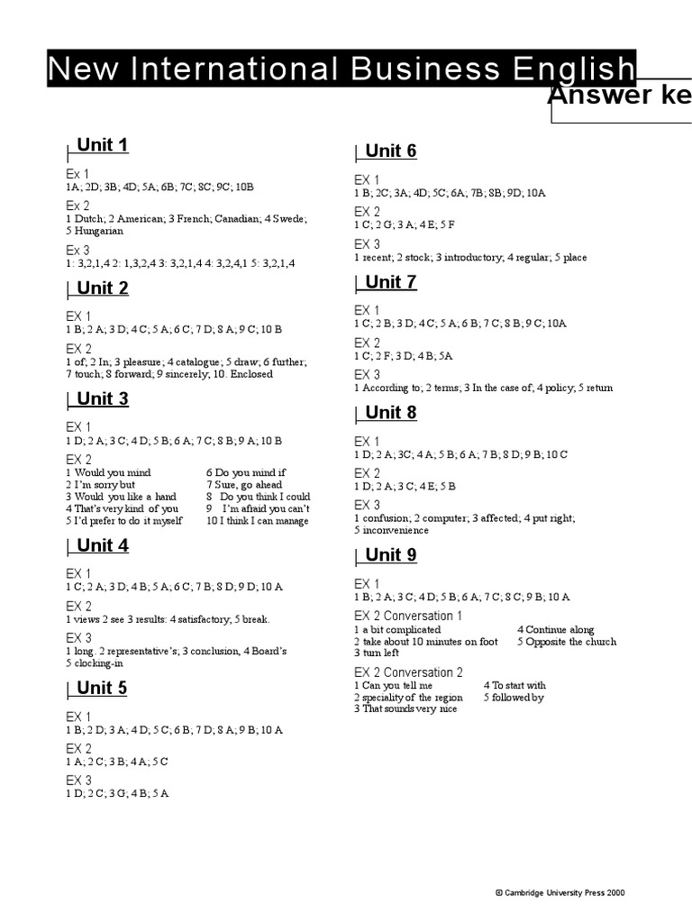 New International Business English: Answer Keys | PDF | Communication ...